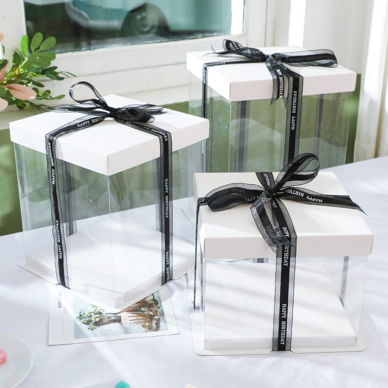 Clear Box 6x6x7.8" - White - Cake Decor & Baking Supplies