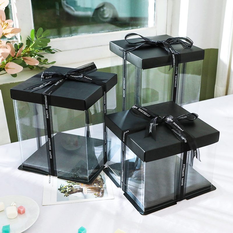 Clear Box 10x10x12 Black - Cake Decor & Baking Supplies