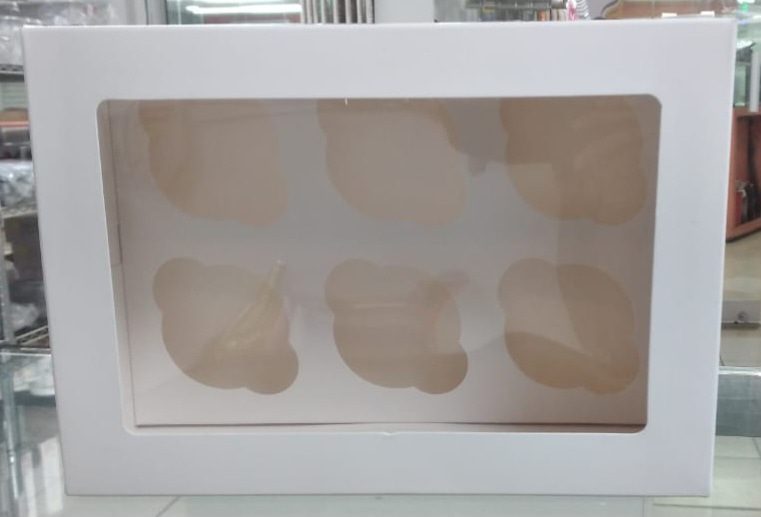 Cupcake Box 6 Cavity - White (10) - Cake Decor & Baking Supplies