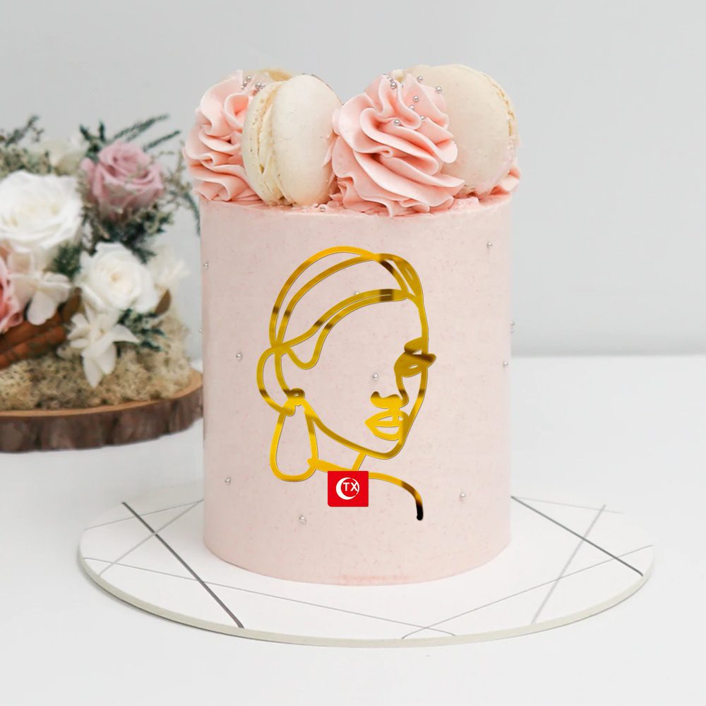 Cake Side Topper - Face (Gold) - Cake Decor & Baking Supplies