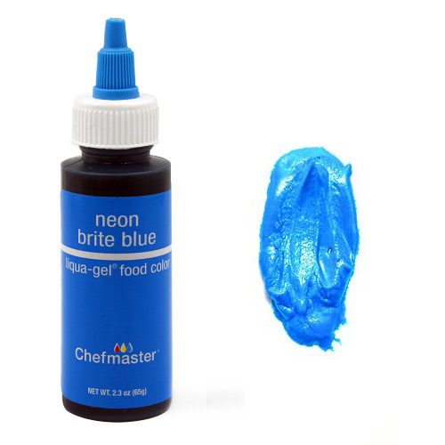 Chefmaster Liqua-Gel - Neon Brite Blue 2.3oz - Cake Decor & Baking Supplies
