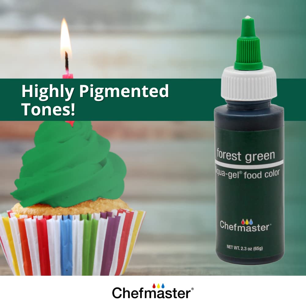 Chefmaster Liqua-Gel - Forest Green 2.3oz - Cake Decor & Baking Supplies