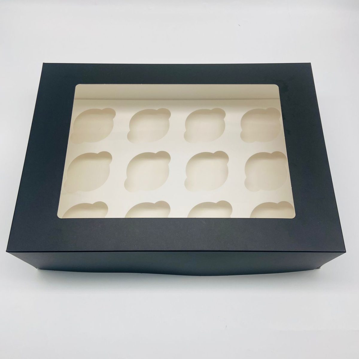 Cupcake Box - 12 Cavity Black - Cake Decor & Baking Supplies