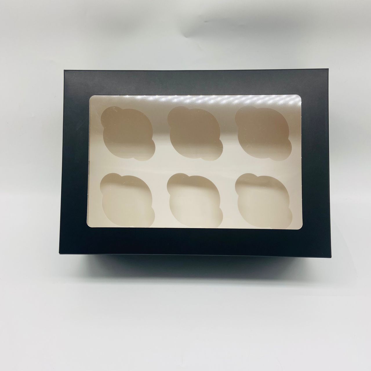Cupcake Box - 6 Cavity Black 10pcs - Cake Decor & Baking Supplies