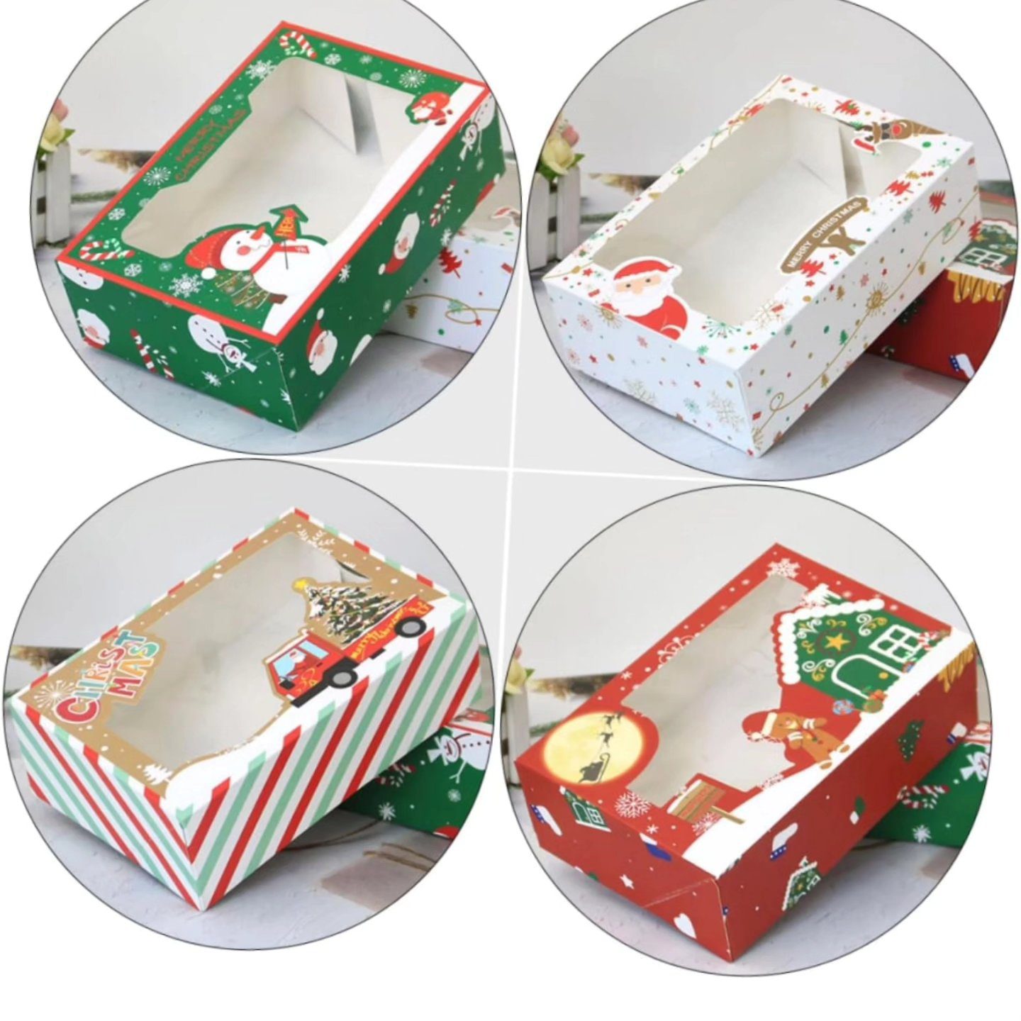 Christmas Cake Box 4 pcs - Cake Decor & Baking Supplies