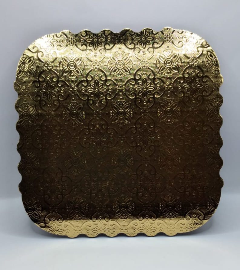 Fluted Board - 8" Gold Square - Cake Decor & Baking Supplies